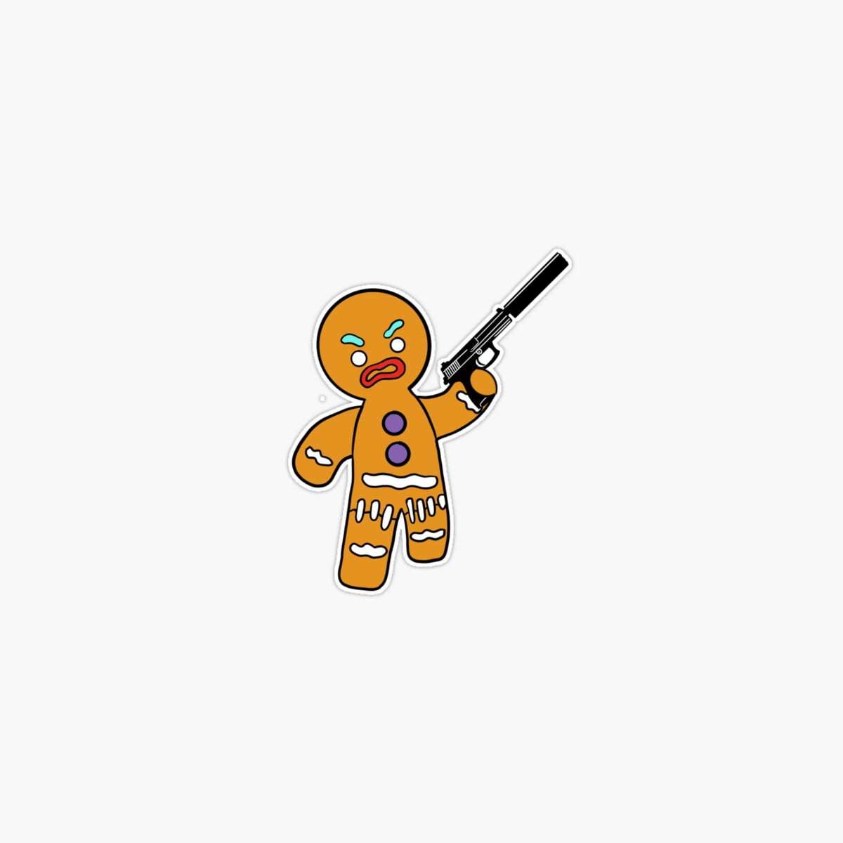 Onim Gingerbread Man Attack Sticker, Phone Decal Water Bottle Stickers ...