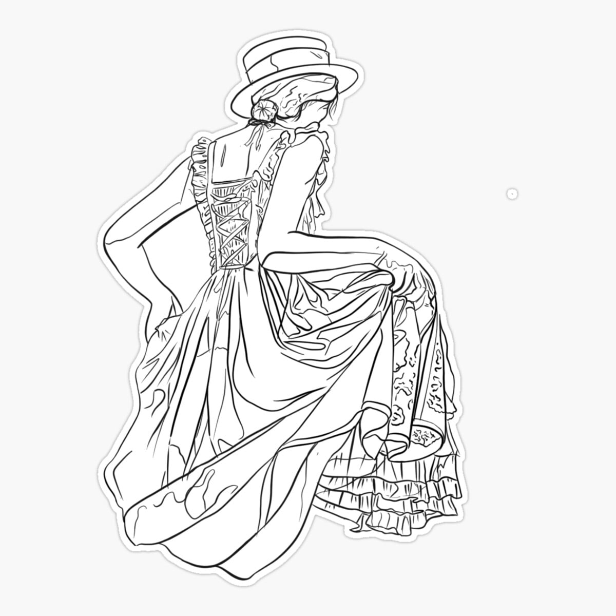 Onim Girl Dress Outline Sticker, Phone Decal Water Bottle Stickers Car ...