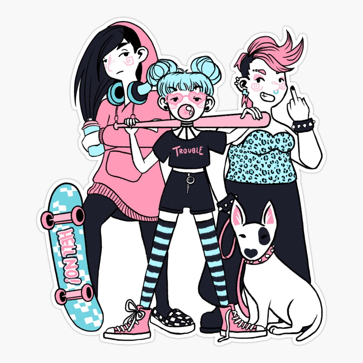 Onim Girl Gang Sticker, Phone Decal Water Bottle Stickers Car Decals ...