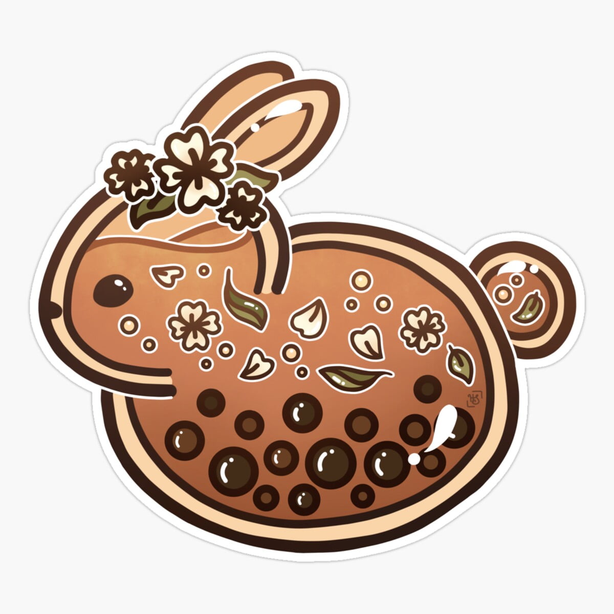 Onim Glass Bubble Tea Bun Sticker, Phone Decal Water Bottle Stickers ...