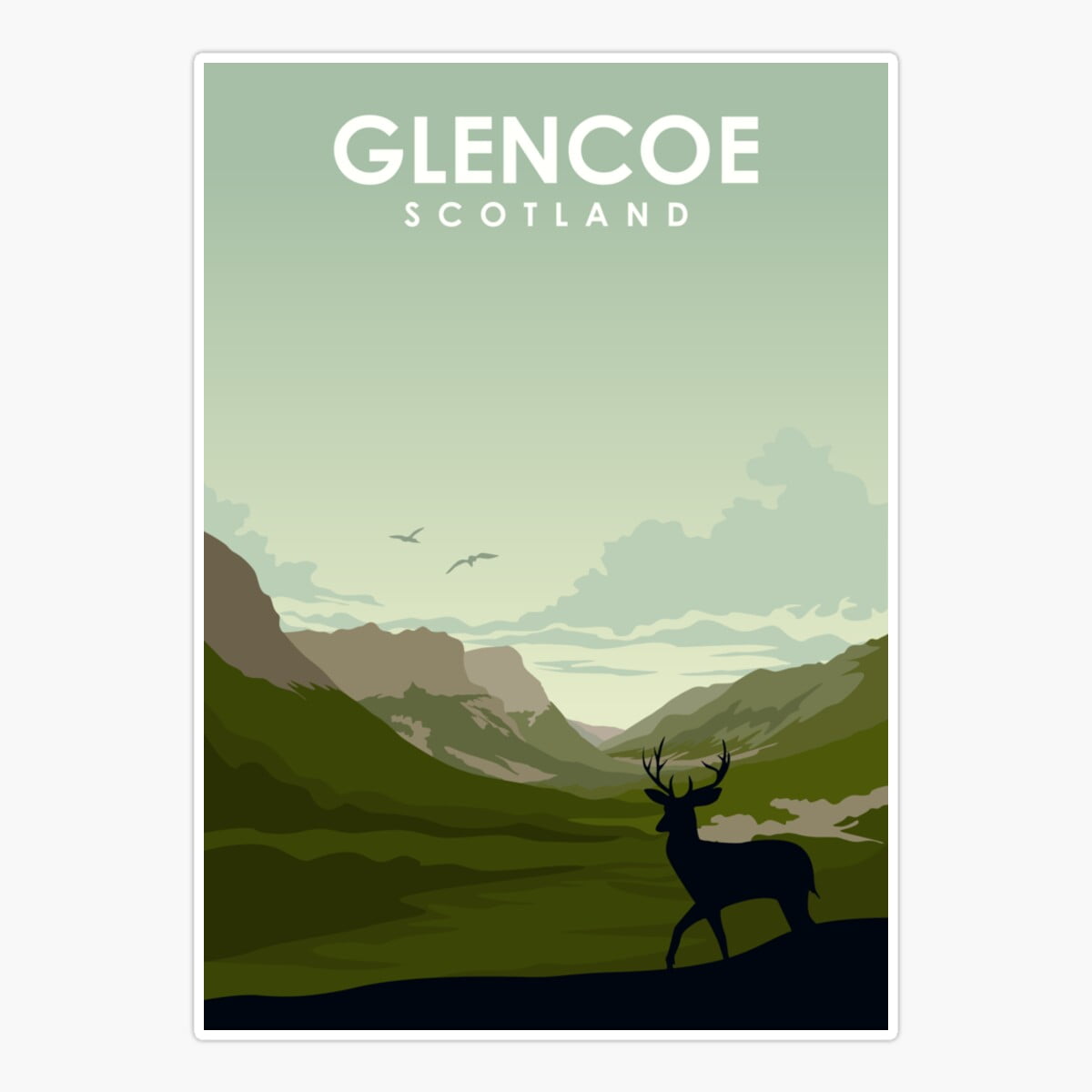 Onim Glencoe Scotland Nature Reserve Vintage Travel Poster Art Sticker ...