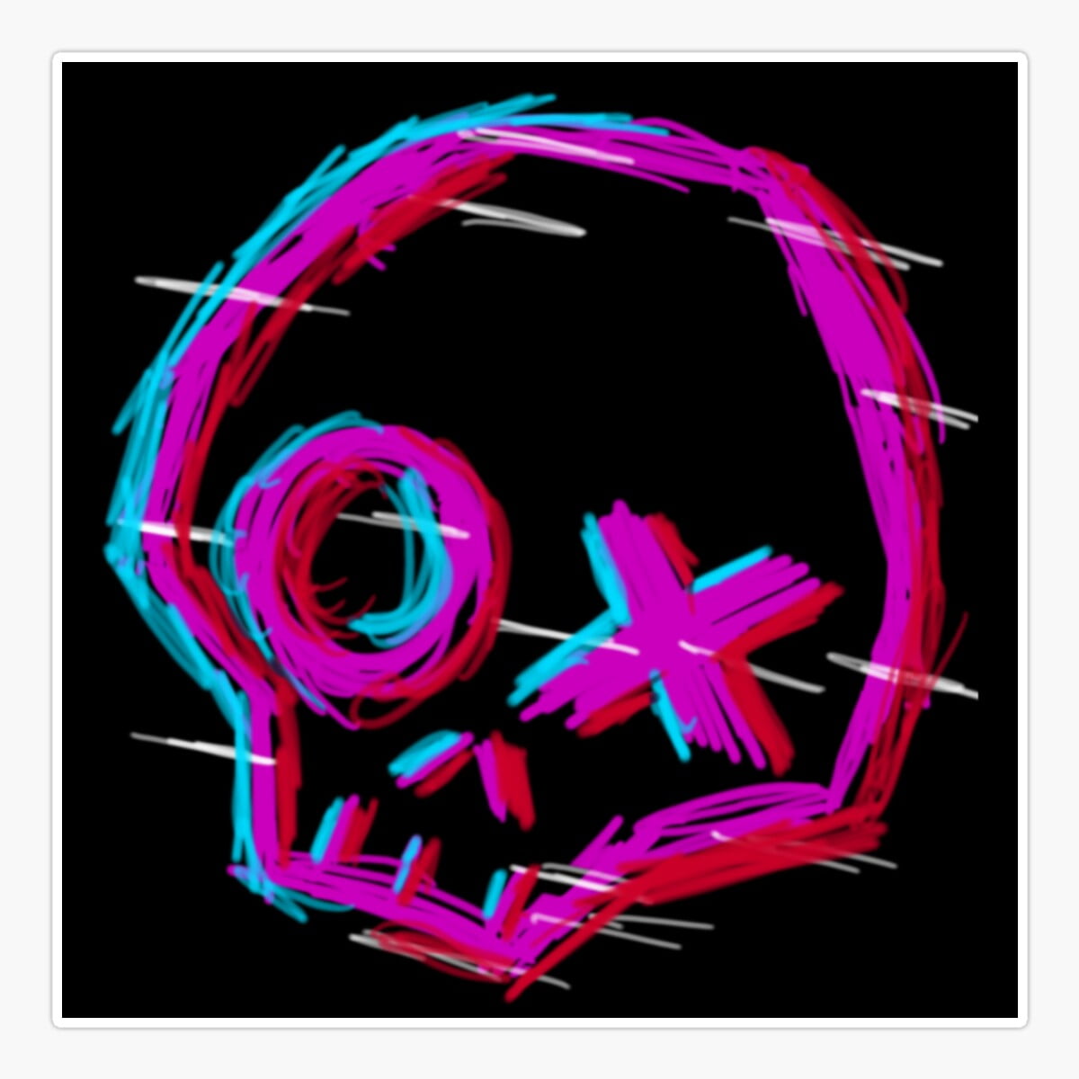 Onim Glitch Skull Emo Sticker, Phone Decal Water Bottle Stickers Car ...