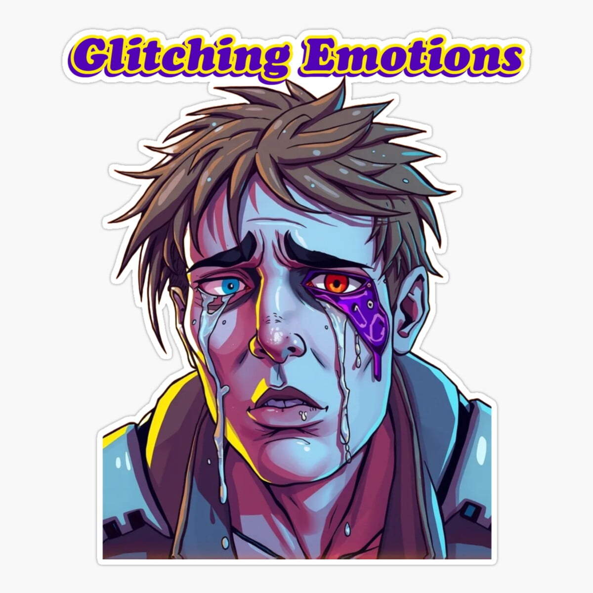 Onim Glitching Emotions Sticker, Phone Decal Water Bottle Stickers Car Decals, Funny Birthday ...