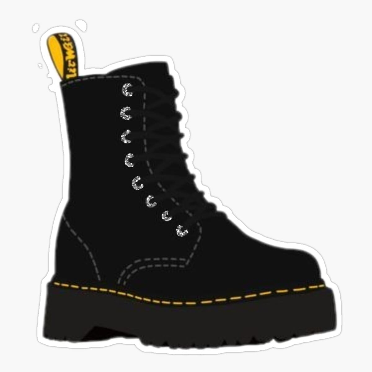 Onim Glitter Doc Marten Boots Sticker, Phone Decal Water Bottle ...