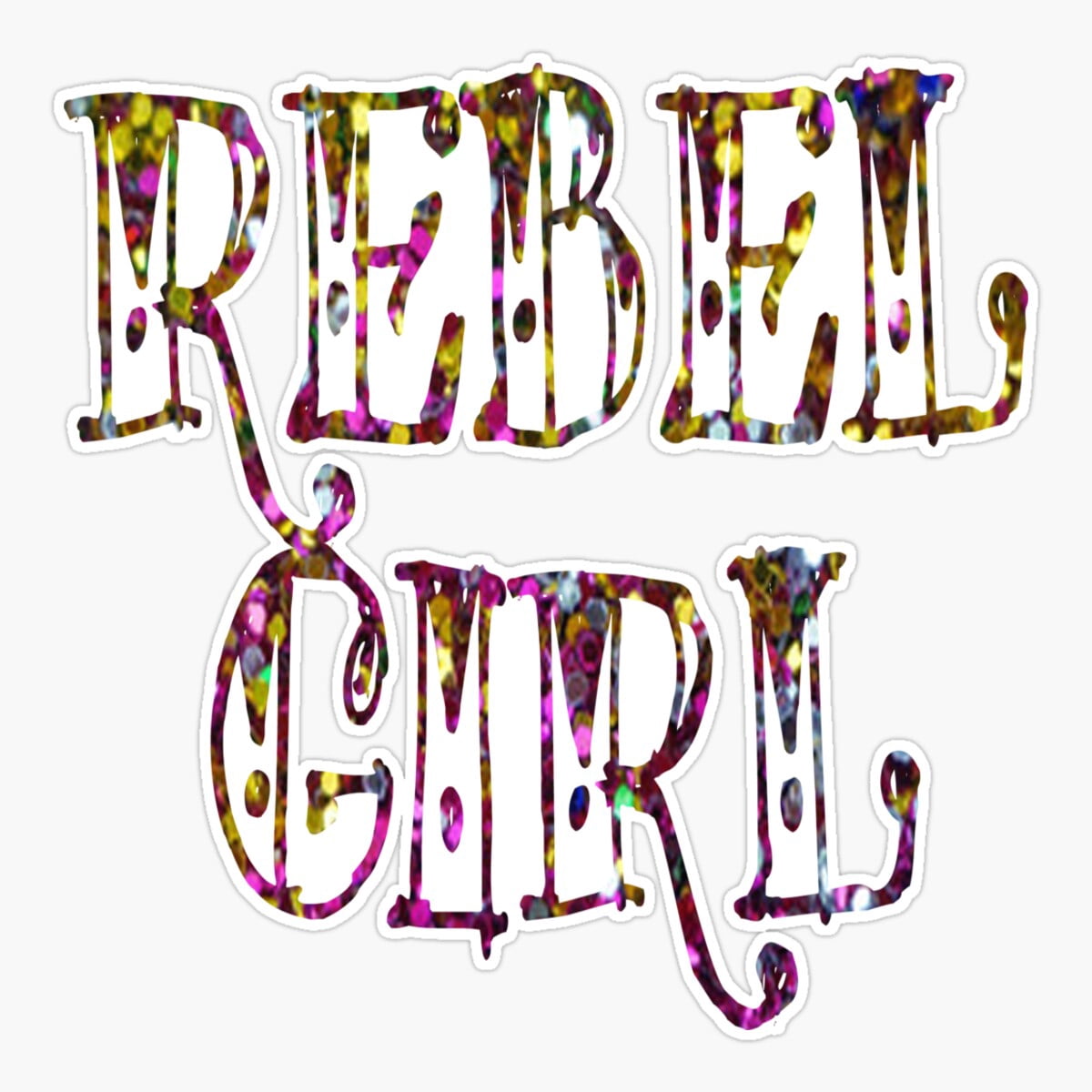 Onim Glitter Rebel Girl Sticker, Phone Decal Water Bottle Stickers Car ...