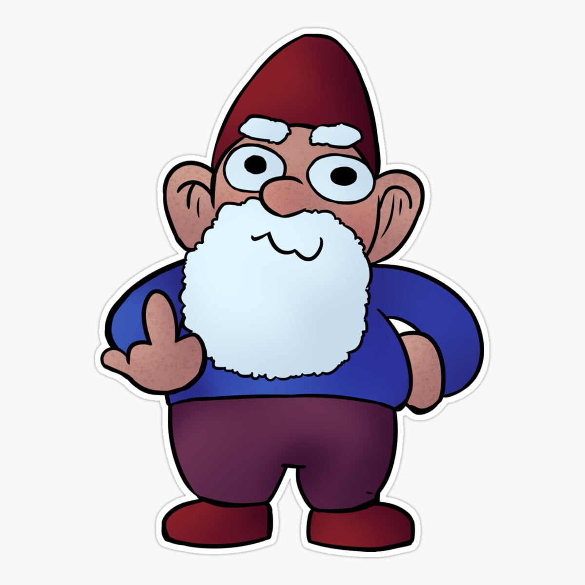 Onim Gnome Flips You Off Sticker, Phone Decal Water Bottle Stickers Car ...