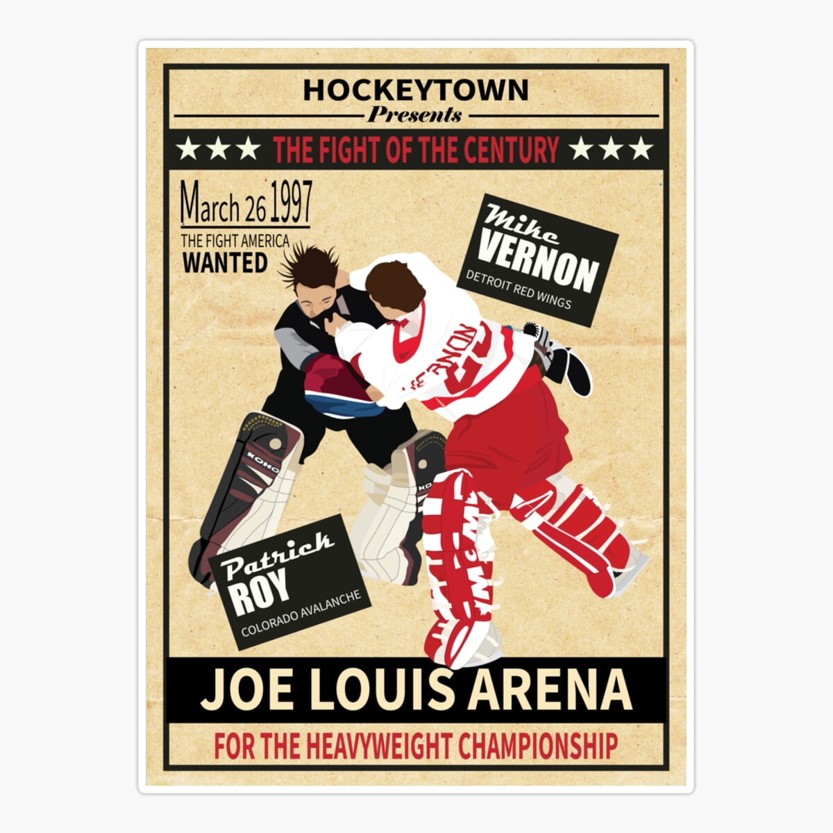 Onim Goalie Fight 2 - Vernon Vs. Roy Sticker, Phone Decal Water Bottle ...