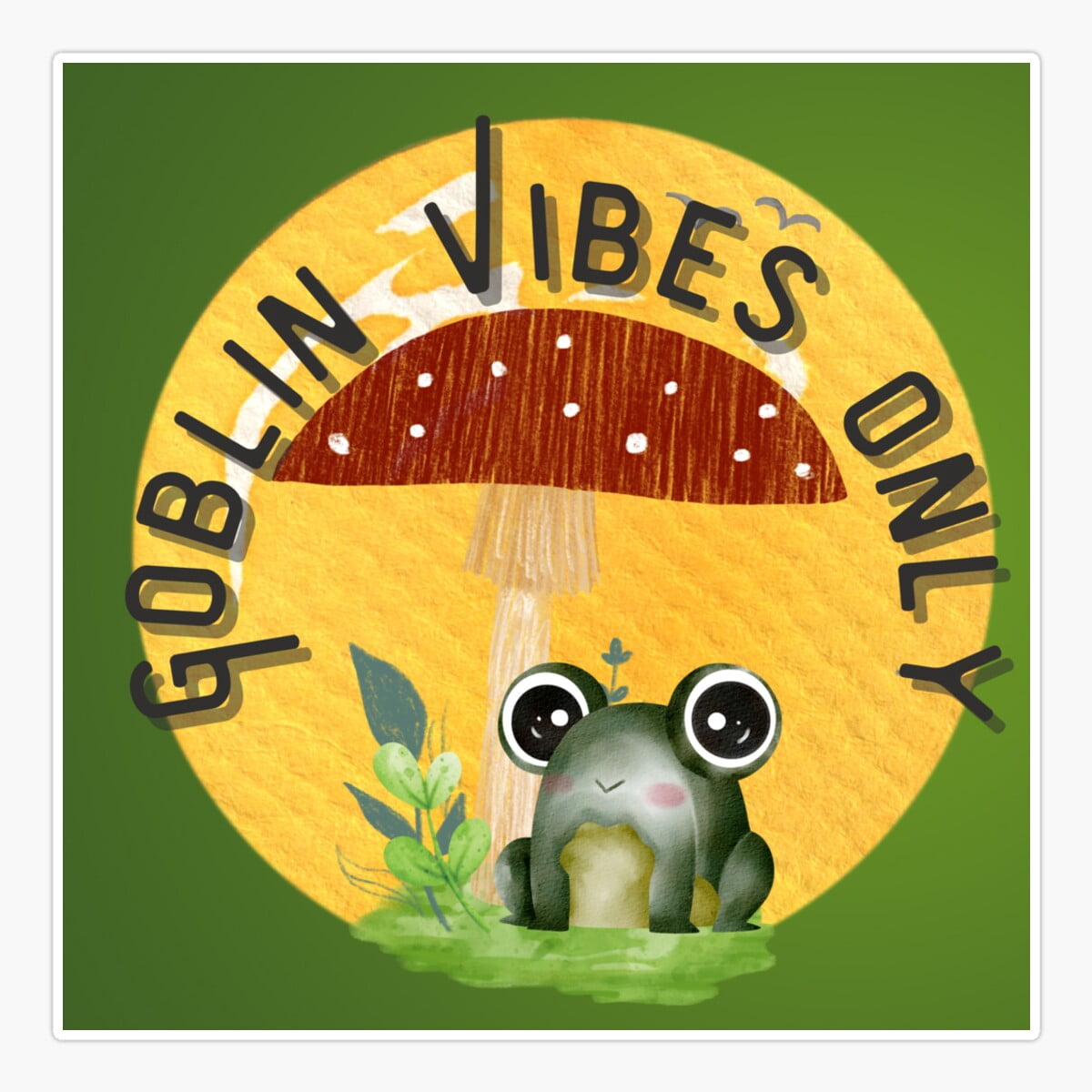 Onim Goblin Vibes Toad And Mushroom Sticker, Phone Decal Water Bottle ...