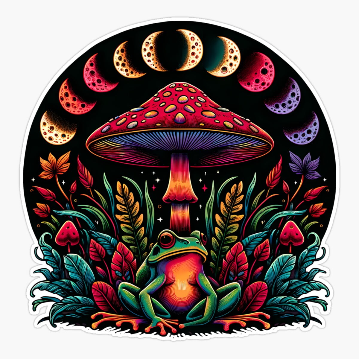 Onim Goblincore Aesthetic And Dark Cottagecore Frog Mushroom Sticker ...