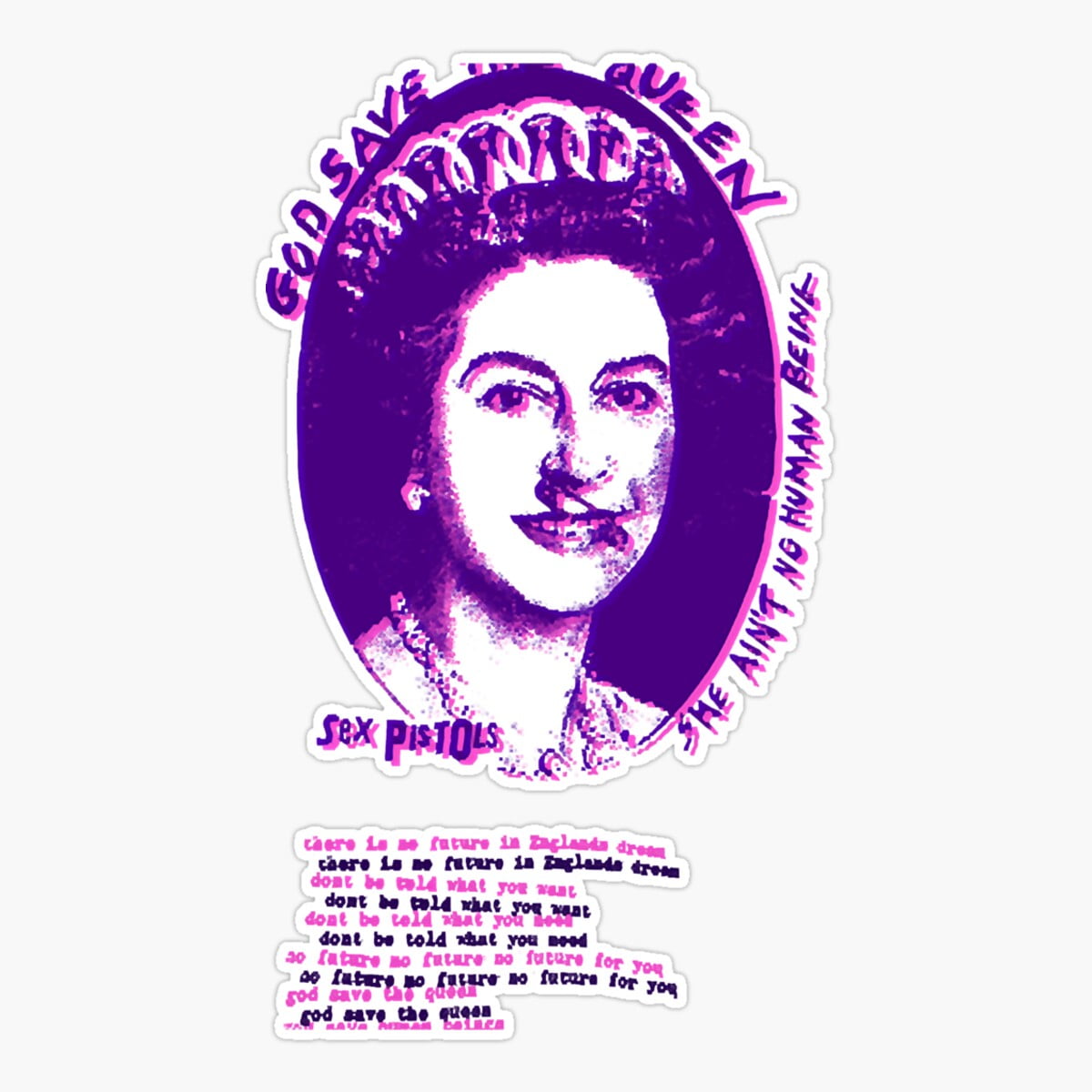 Onim God Save The Queen Elizabeth Ii Punk Rock Sticker, Phone Decal ...