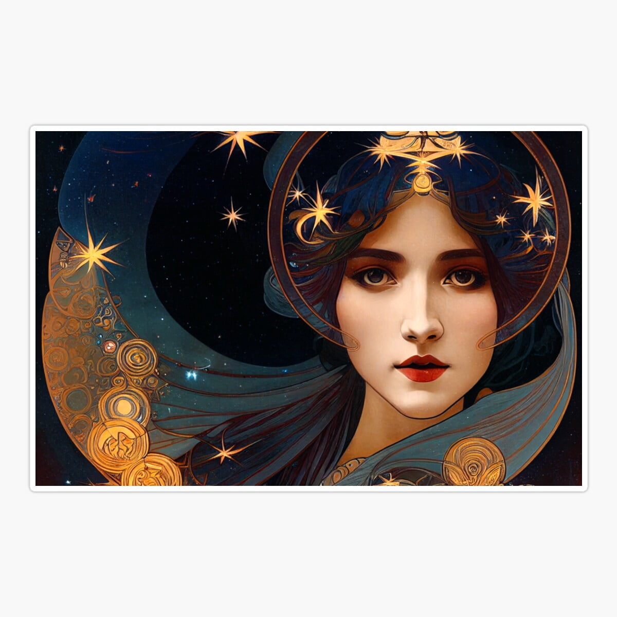 Onim Goddess Of Space - Art Nouveau, Vintage, Mucha, Gilded Age Sticker ...
