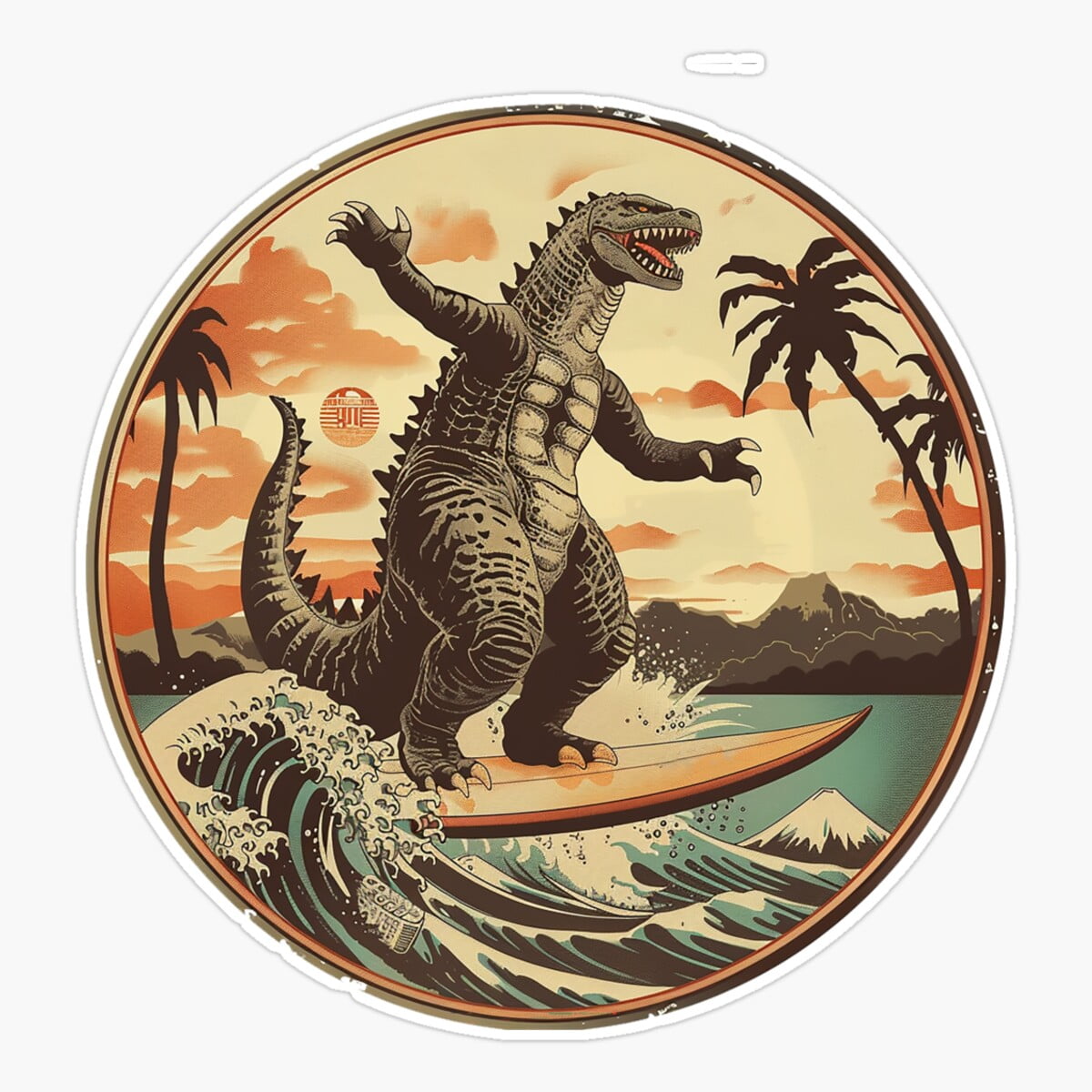 Onim Godzilla Bonzai Pipeline Sticker, Phone Decal Water Bottle ...