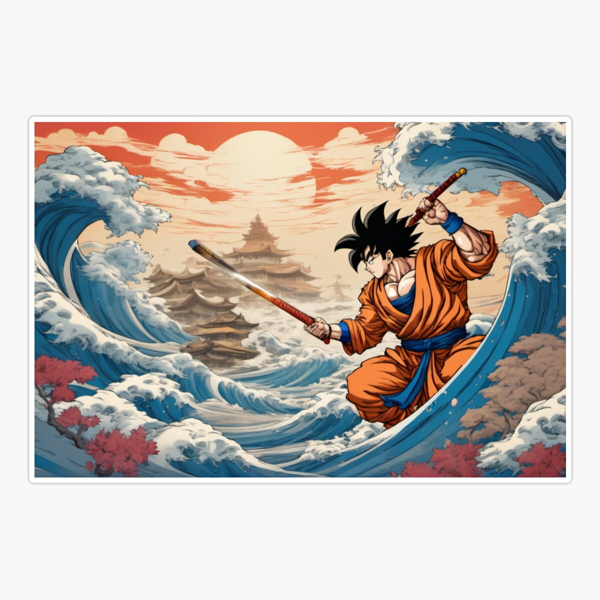Onim Goku - Dragonball Z X Japanese Art Sticker, Phone Decal Water ...