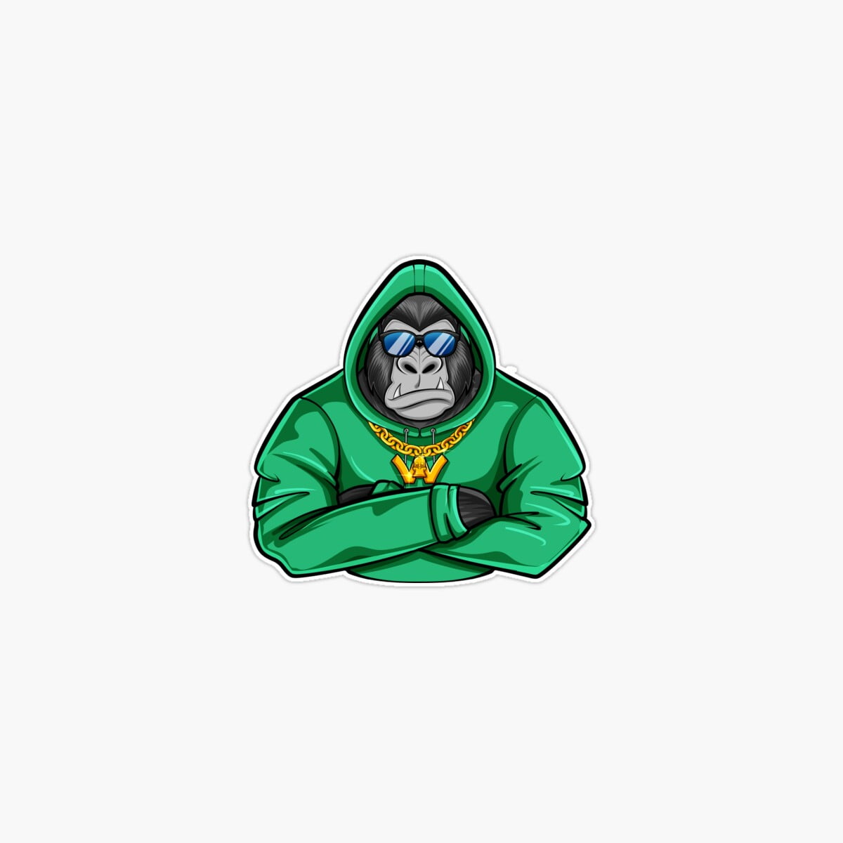 Onim Gold Chain Gorilla Sticker, Phone Decal Water Bottle Stickers Car ...