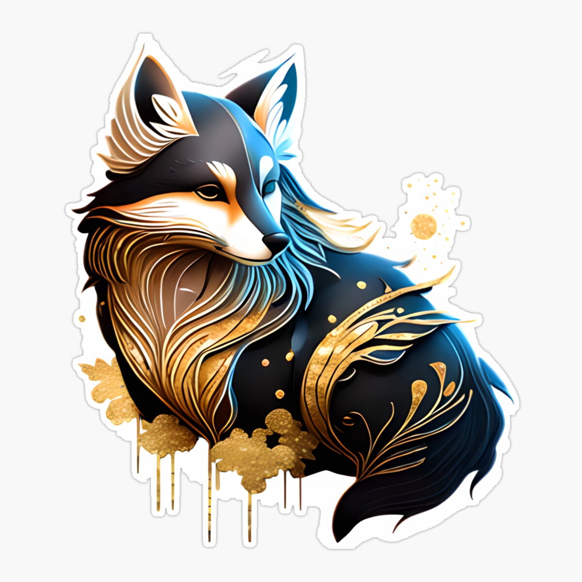 Onim Gold Drip Kitsune - The Fox For Stealthy Intelligence Sticker ...