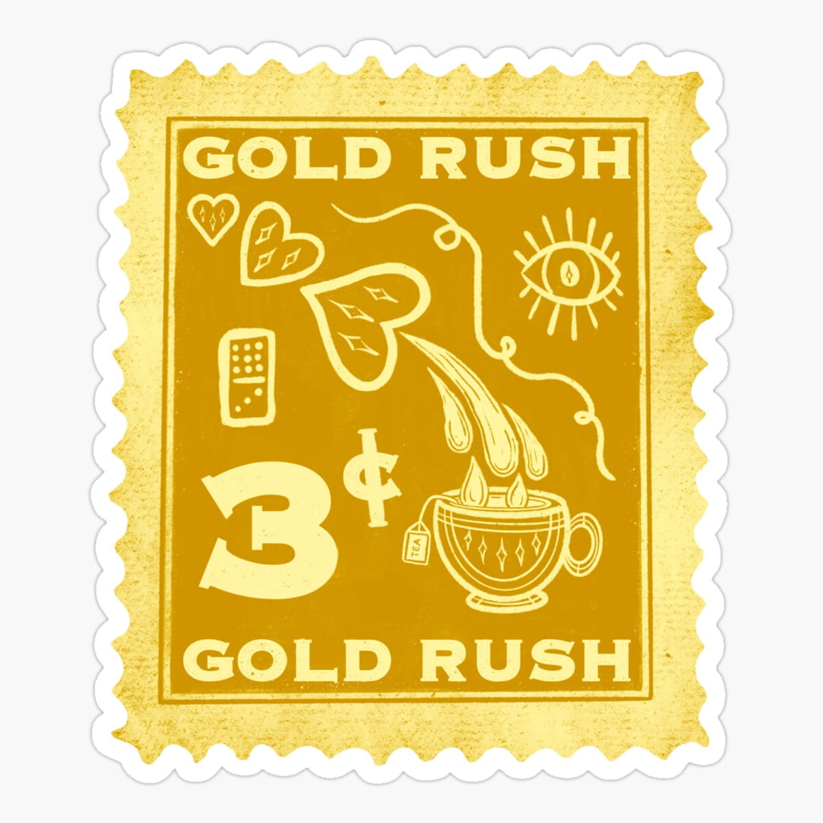 Onim Gold Rush Stamp Sticker, Phone Decal Water Bottle Stickers Car ...
