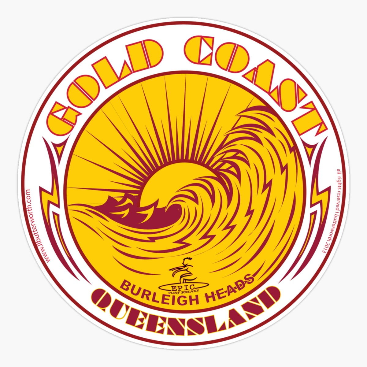 Onim Goldcoast, Queensland, Surfing Sticker, Phone Decal Water Bottle ...