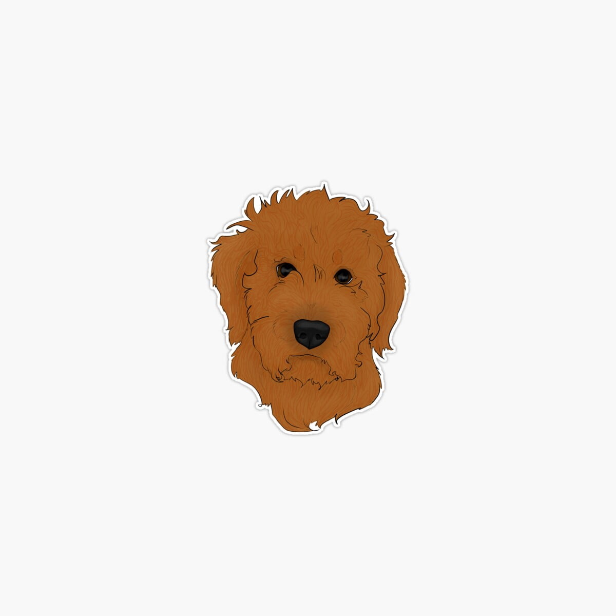 Onim Golden Doodle Bust Red Sticker, Phone Decal Water Bottle Stickers ...