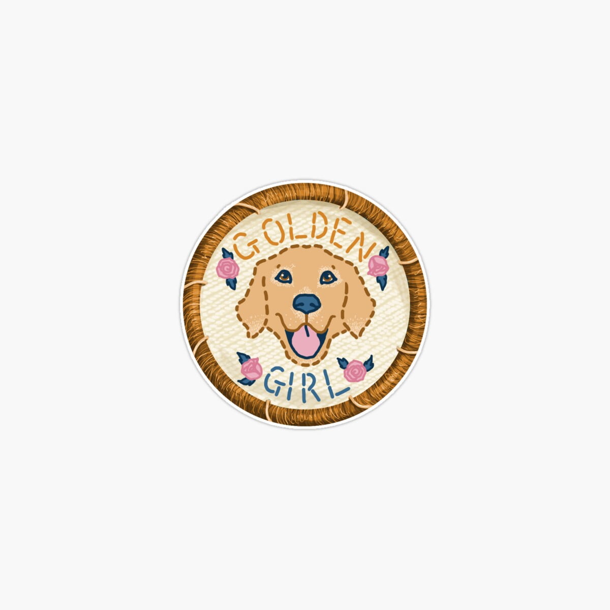 Onim Golden Girl Golden Retriever Embroidery Style Patch Sticker, Phone ...