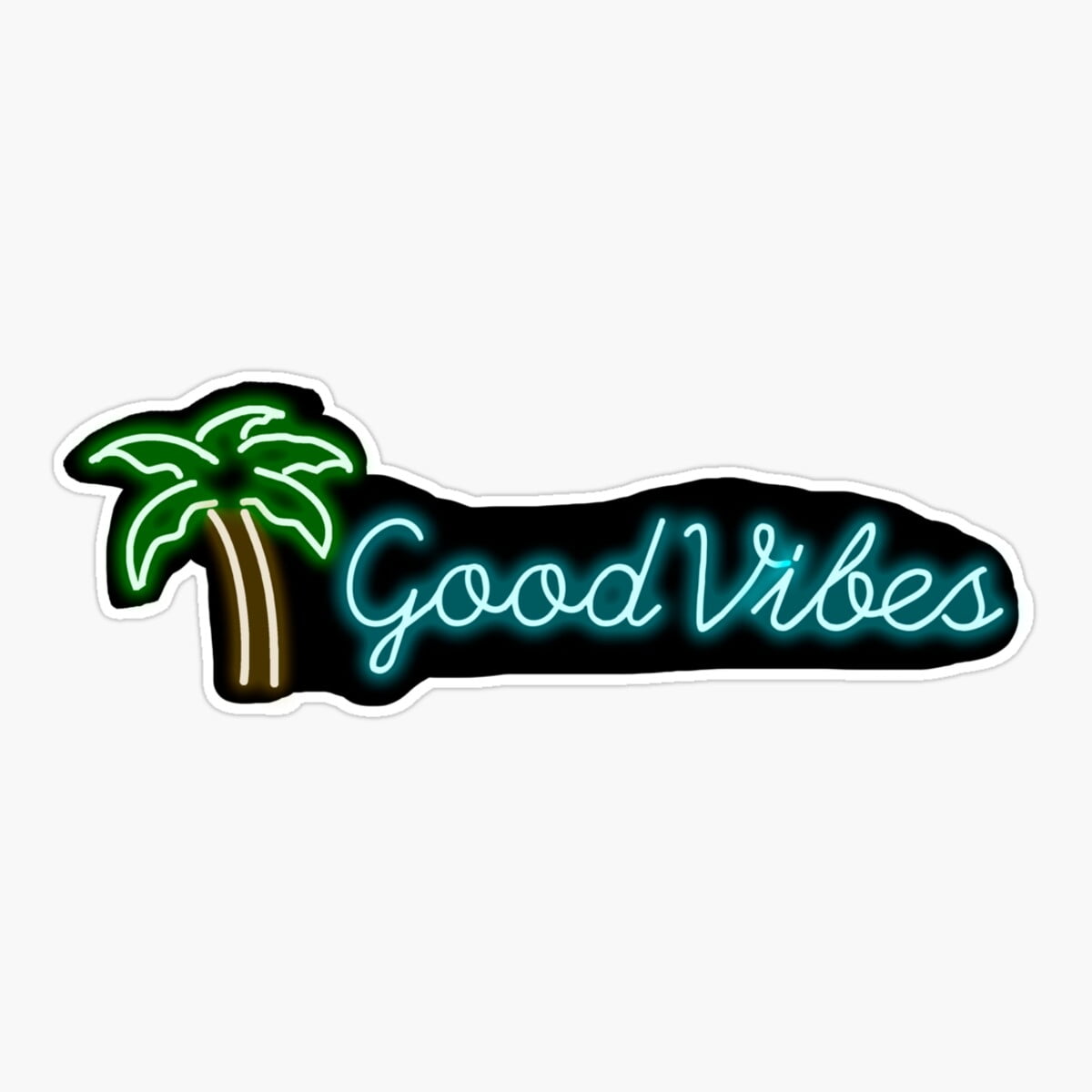 Onim Good Vibes Palm Tree Neon Sign Sticker Sticker, Phone Decal Water ...