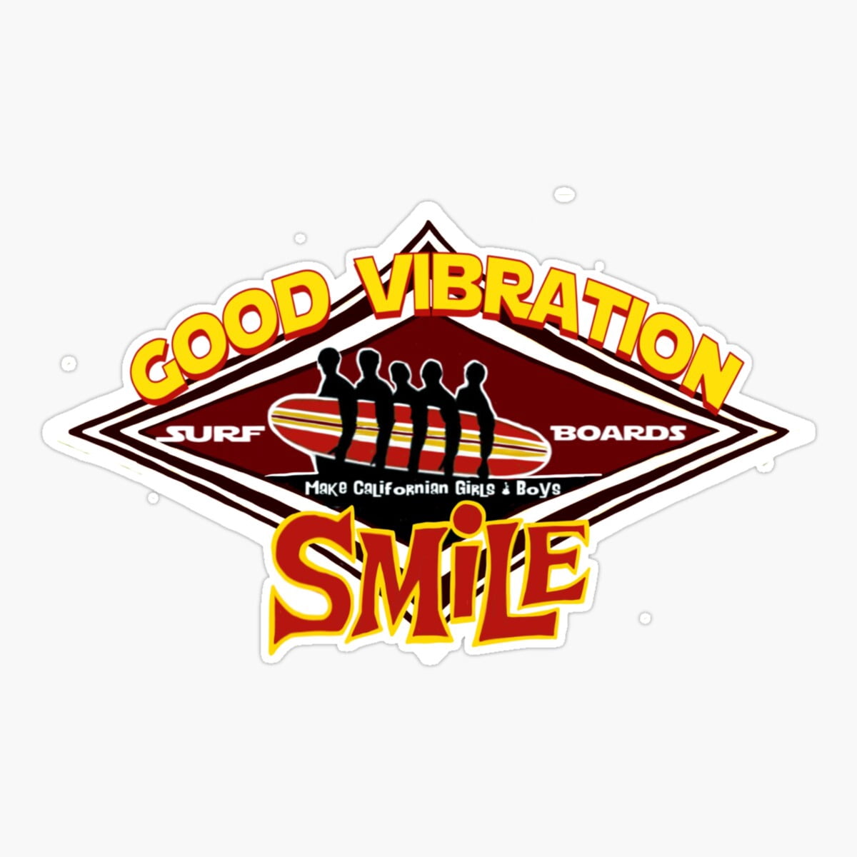 Onim Good Vibration Retro Vintage Sixties Surf Boards Style Beach Boys ...