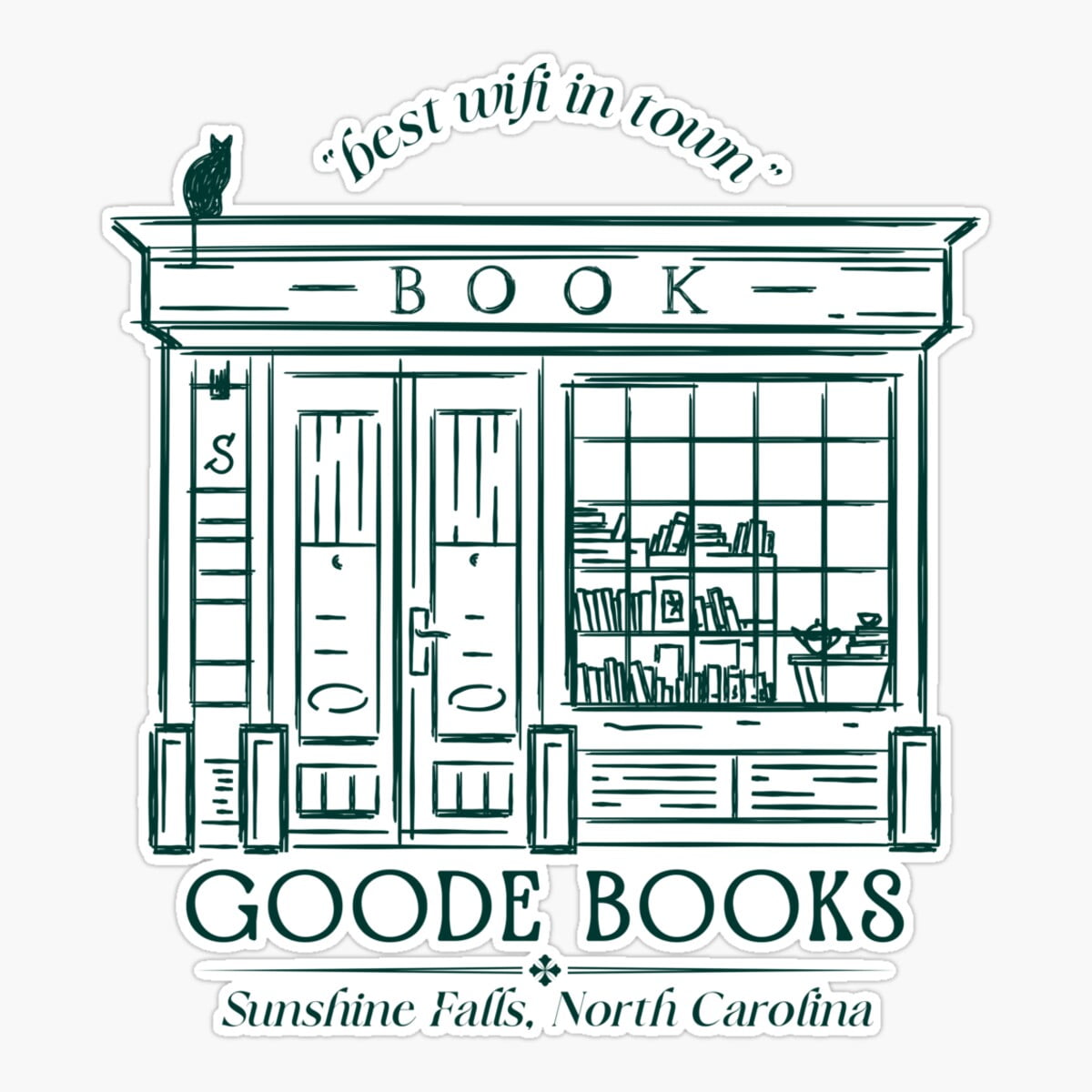 Onim Goode Books - Bookstore Green Sticker, Phone Decal Water Bottle ...