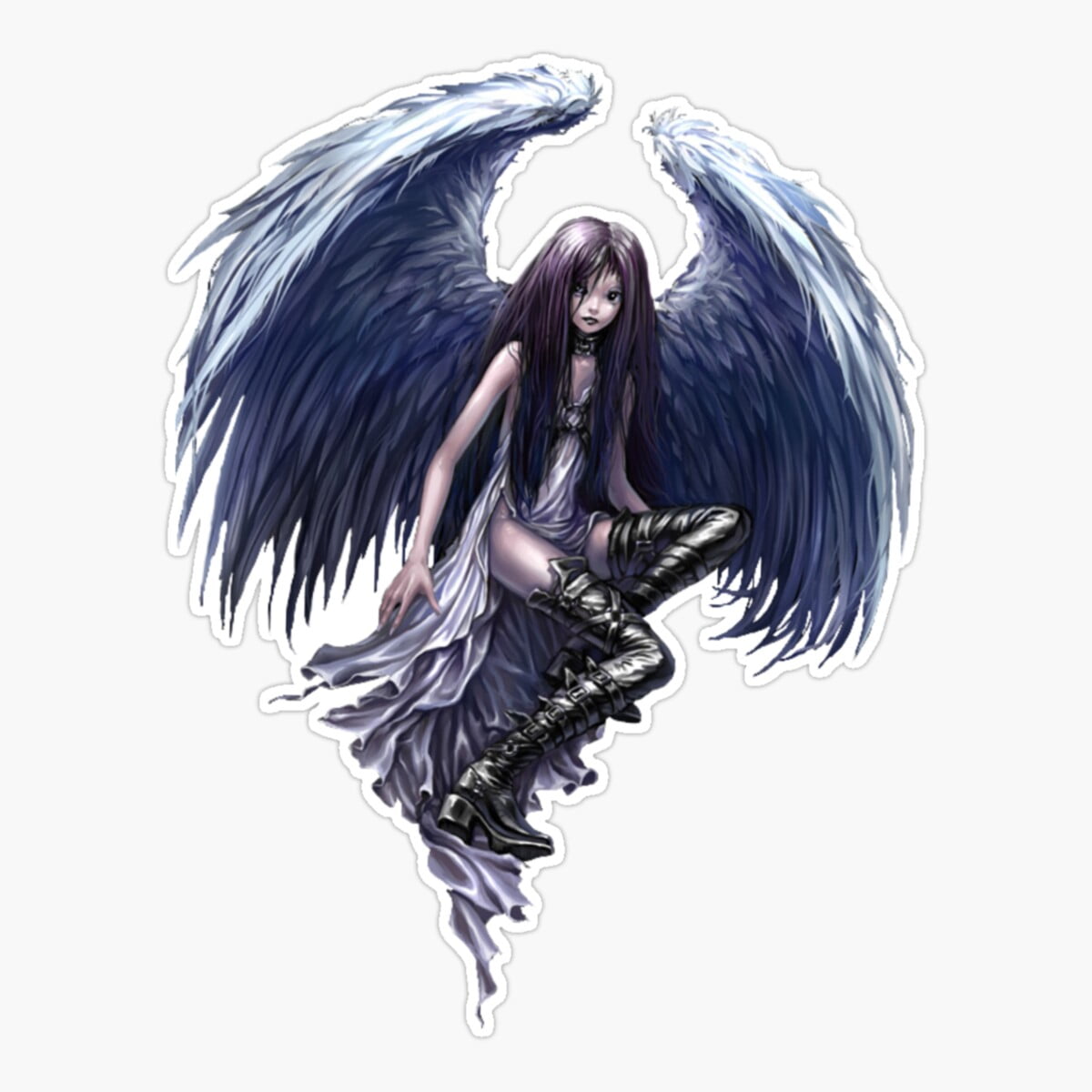 Onim Goth Angel Grl Sticker, Phone Decal Water Bottle Stickers Car ...