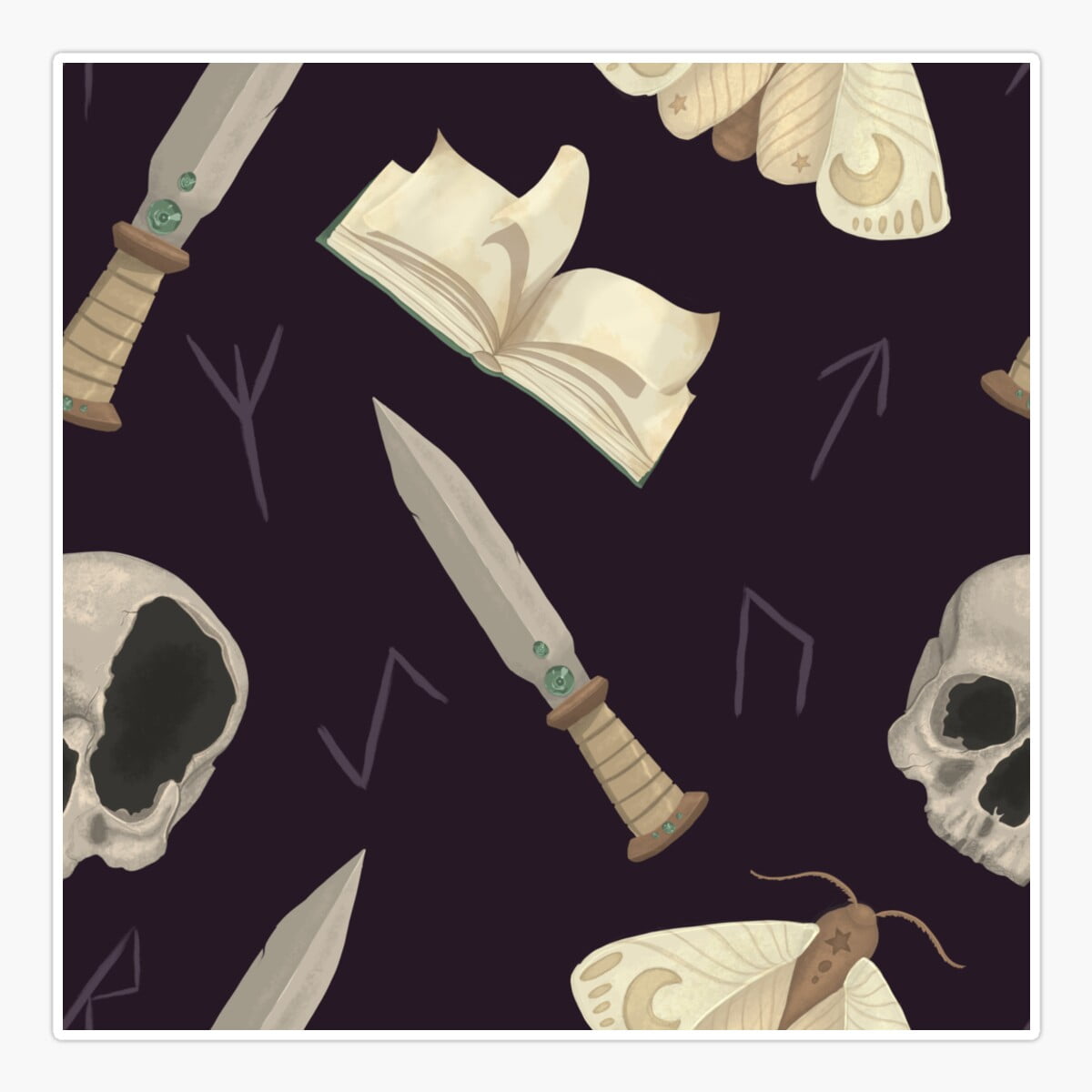 Onim Goth Witchy Pirate With Runes Sticker, Phone Decal Water Bottle ...