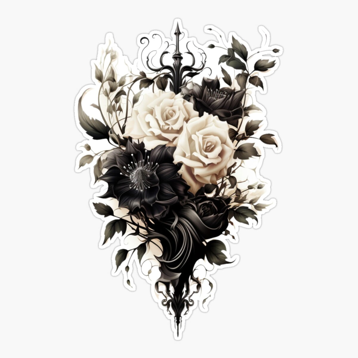 Onim Gothic Flower Bouquet Sticker Sticker, Phone Decal Water Bottle ...
