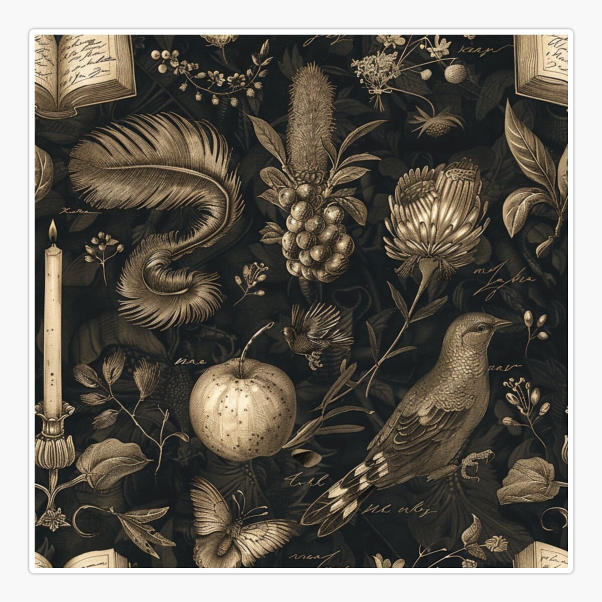 Onim Gothic Lullaby Dark Academia Sticker, Phone Decal Water Bottle ...