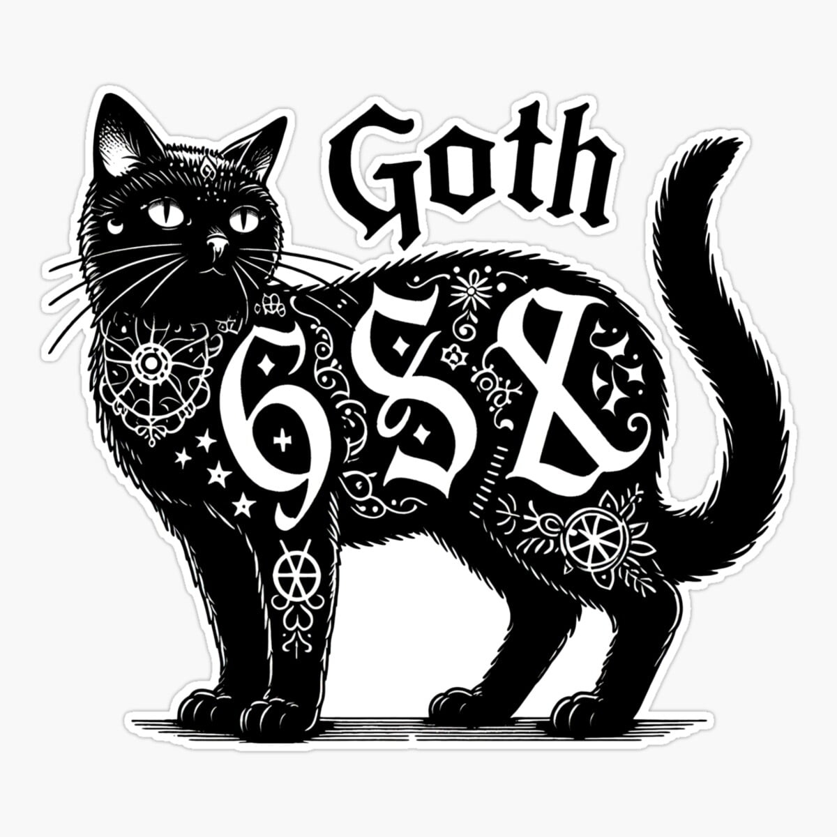 Onim Gothic Tabby Sticker, Phone Decal Water Bottle Stickers Car Decals ...