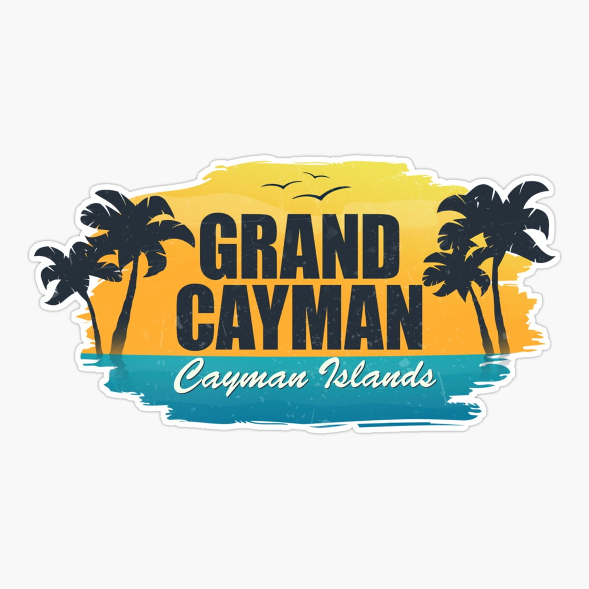 Onim Grand Cayman Island Yellow-Blue Sticker, Phone Decal Water Bottle ...
