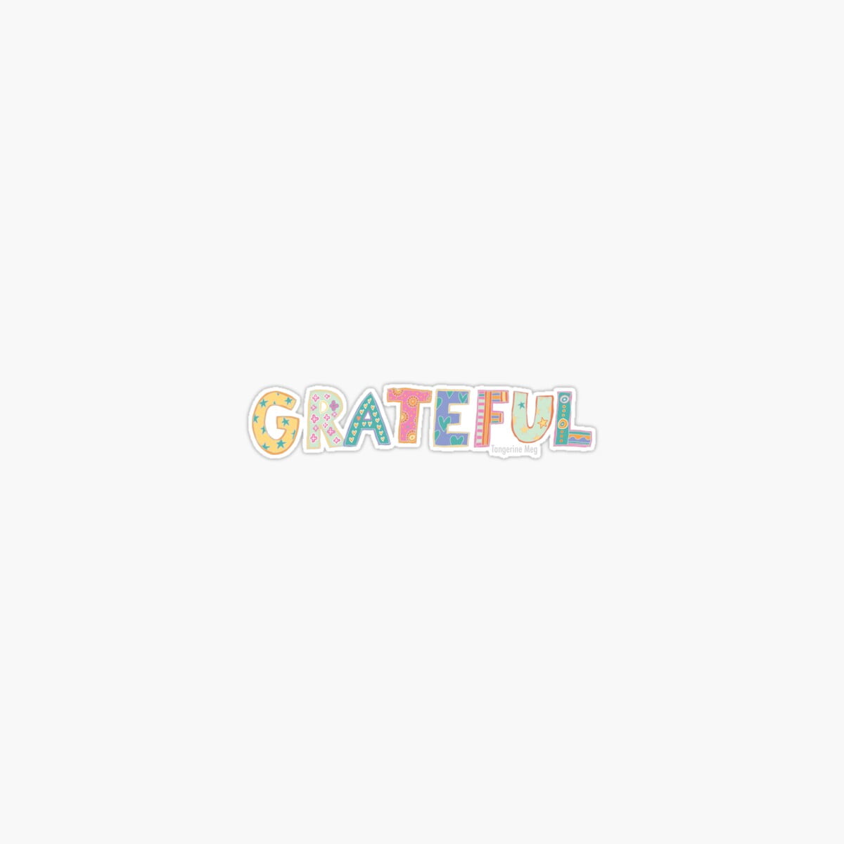 Onim Grateful - Hand Lettering Sticker, Phone Decal Water Bottle ...