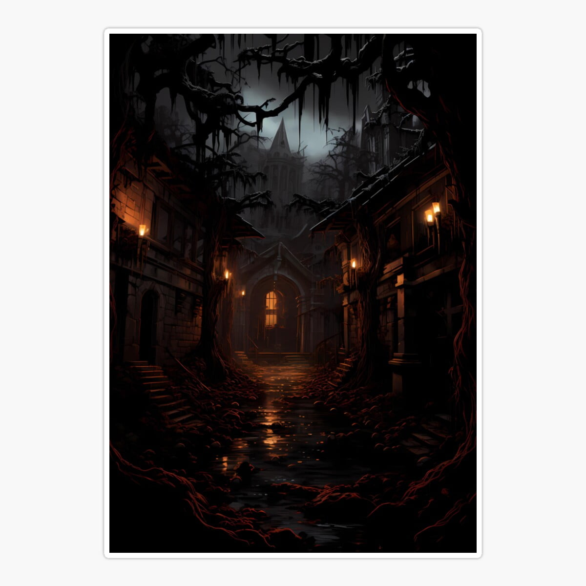 Onim Graveyard Alley Dark Academia Gothic Cottagecore Decor Sticker ...