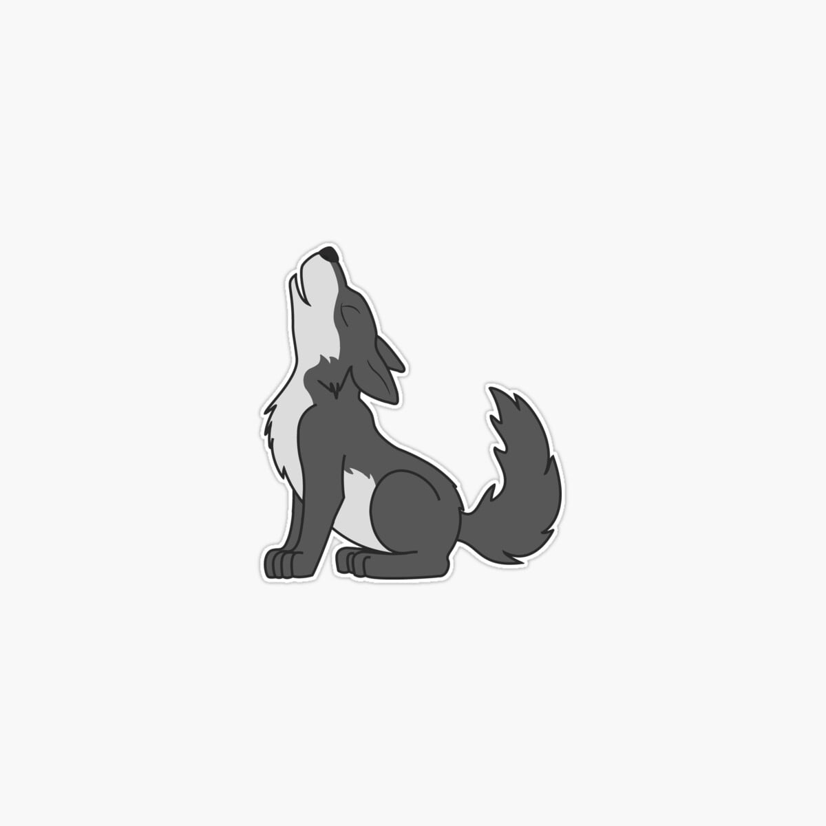 Onim Gray Howling Wolf Pup Sticker - Walmart.com
