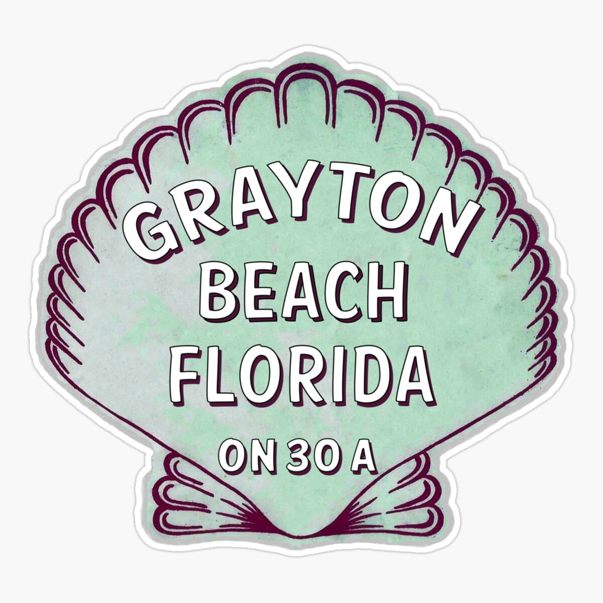 Onim Grayton Beach Florida 30A Vintage Shell 30 A Sticker, Phone Decal ...