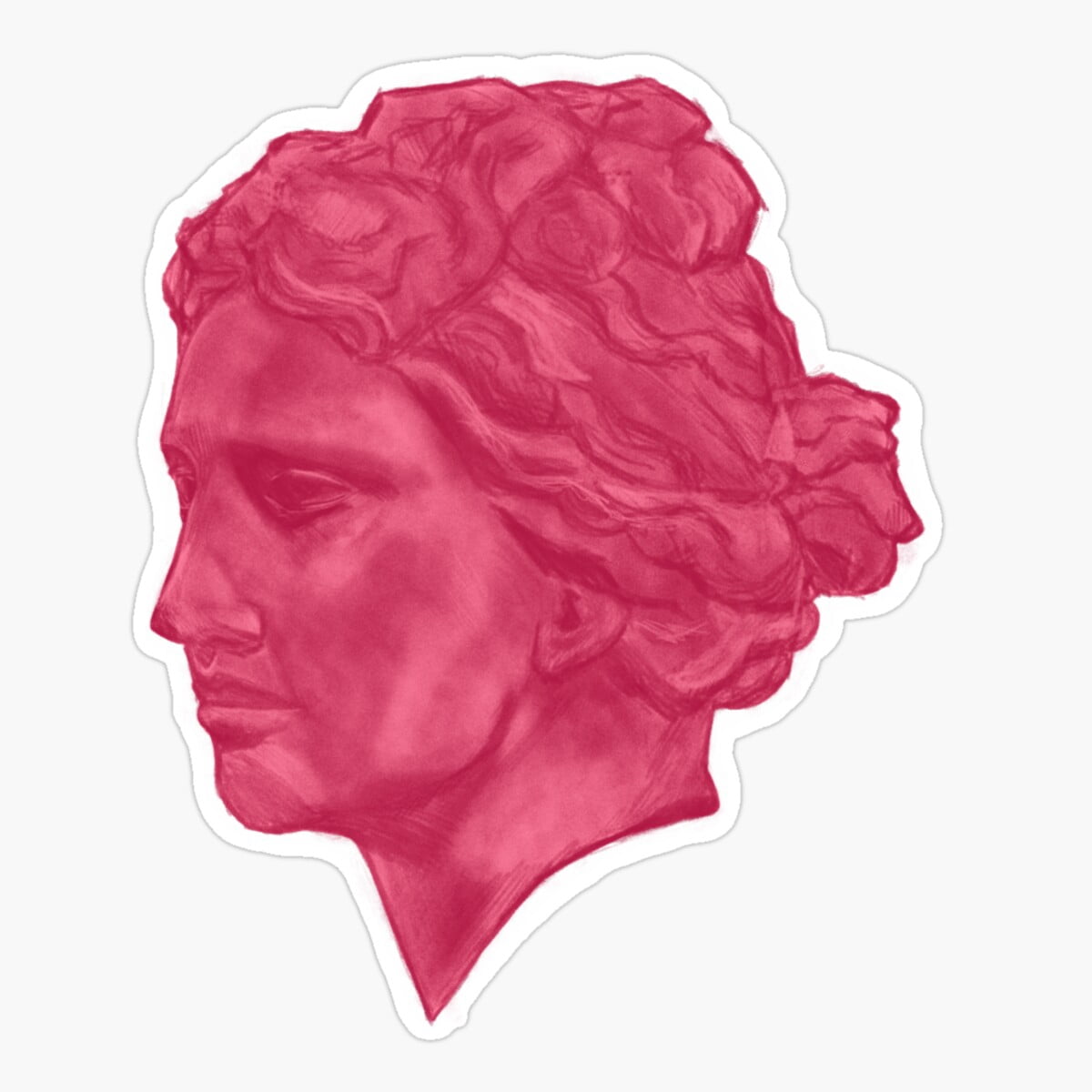Onim Greek Statue Head Pink Art Goddess Sticker, Phone Decal Water ...