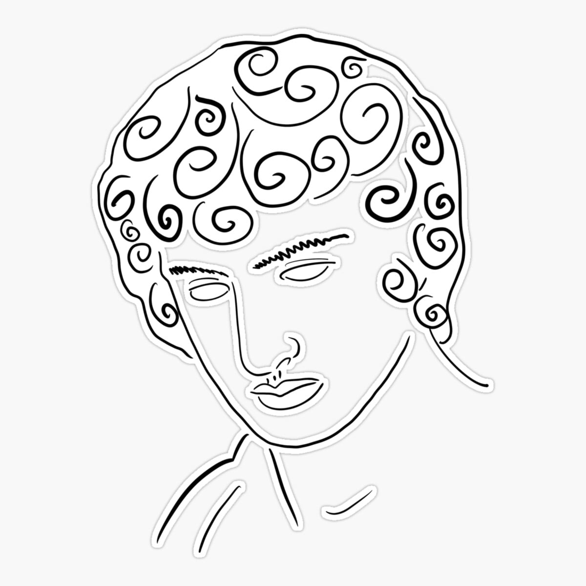 Onim Greek Statue Line Art Minimalist Illustration Sticker, Phone Decal ...