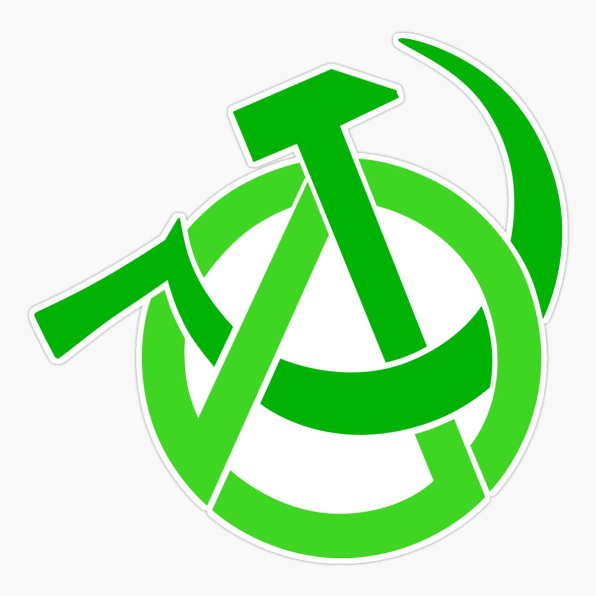 Onim Green Anarcho Communism Sticker, Phone Decal Water Bottle Stickers ...