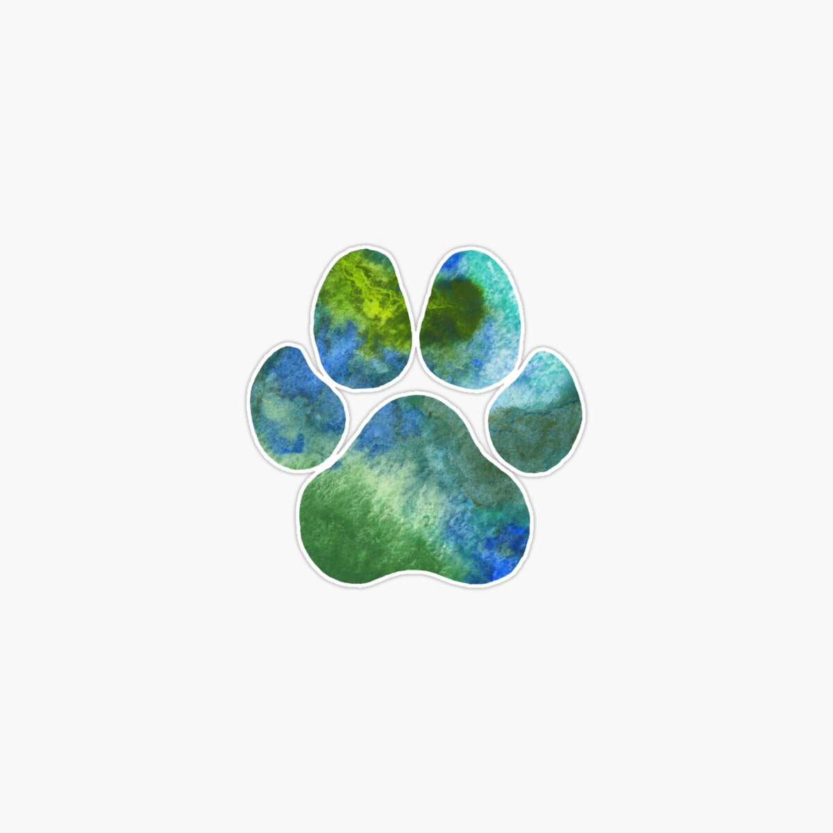 Onim Green And Blue Paw Print Sticker, Phone Decal Water Bottle ...