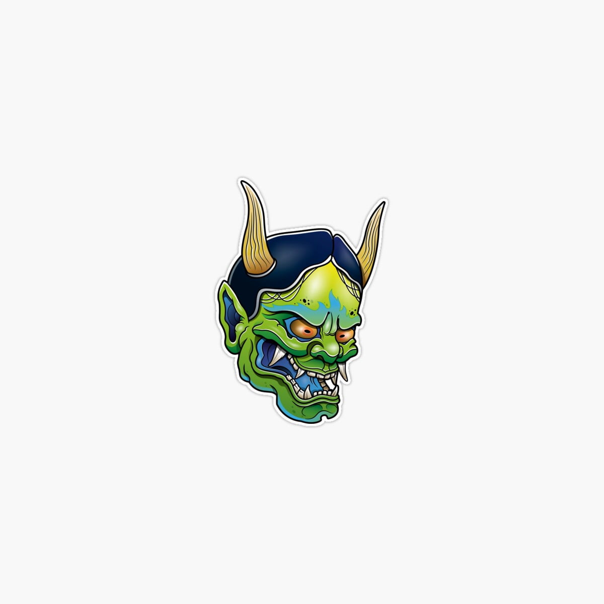 Onim Green Hannya Sticker, Phone Decal Water Bottle Stickers Car Decals ...