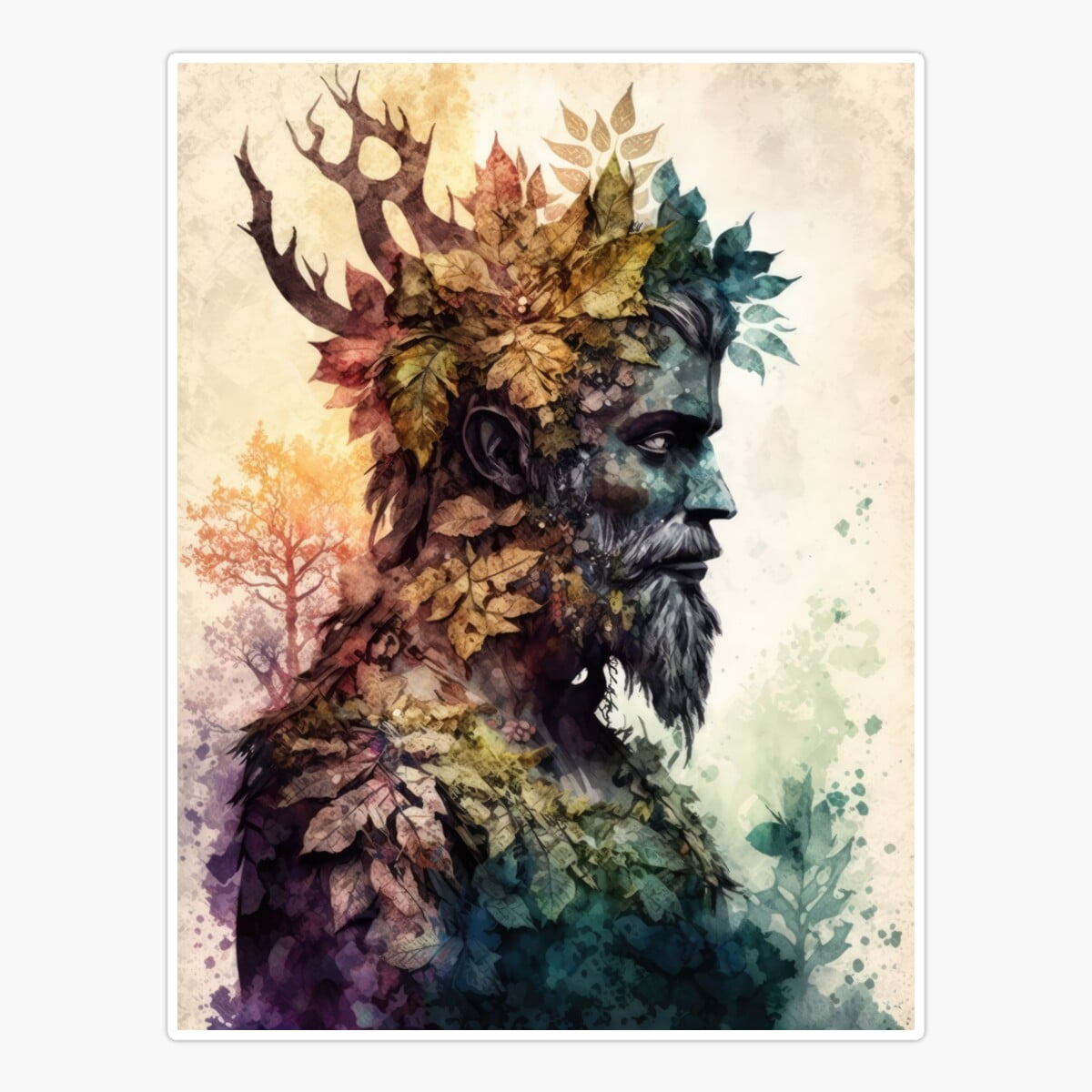Onim Green Man - Woodland Witchy Greenman Nature God Sticker, Phone ...