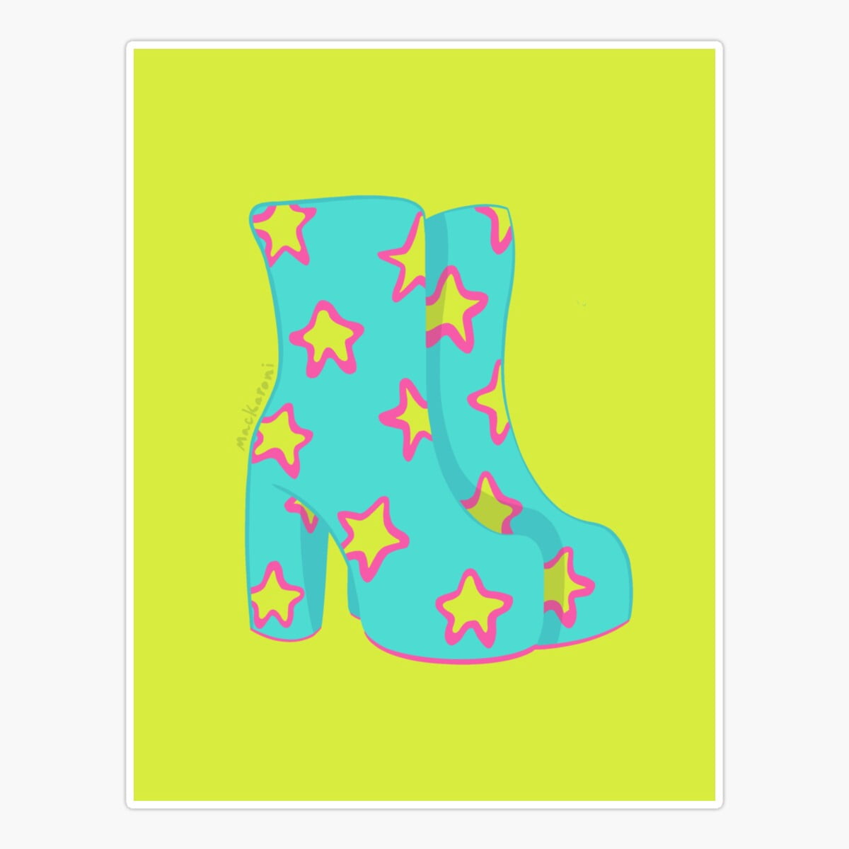 Onim Greens And Blue Go Go Boots Sticker, Phone Decal Water Bottle ...