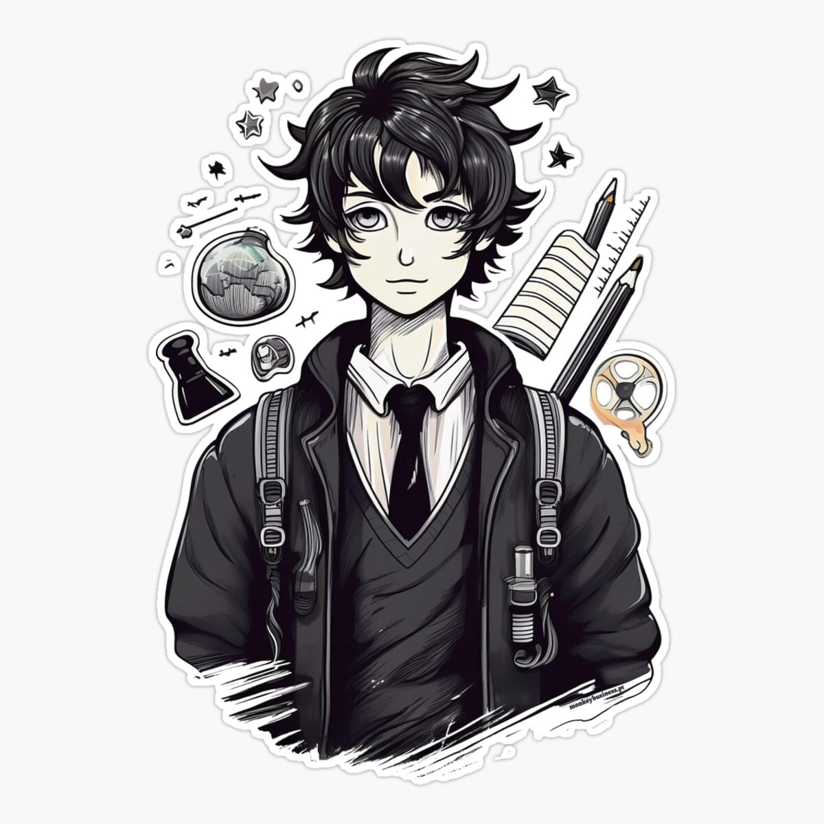 Onim Grey Anime | Arts And Science | Dark Academia Collection Sticker ...