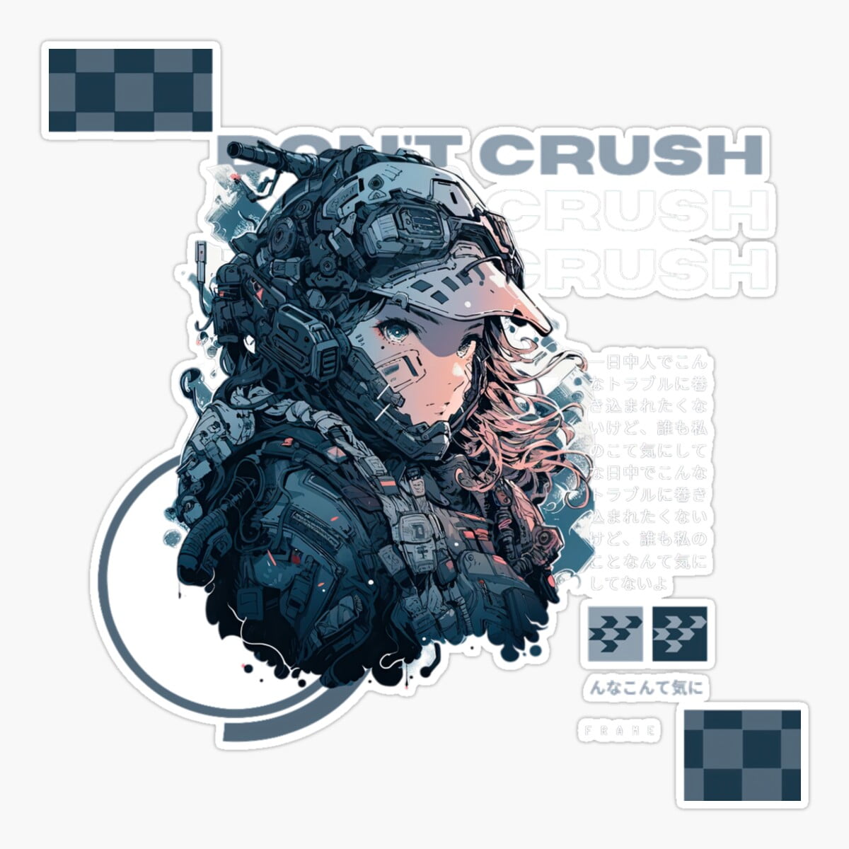 Onim Grey Cyberpunk Anime Girl Sticker, Phone Decal Water Bottle ...