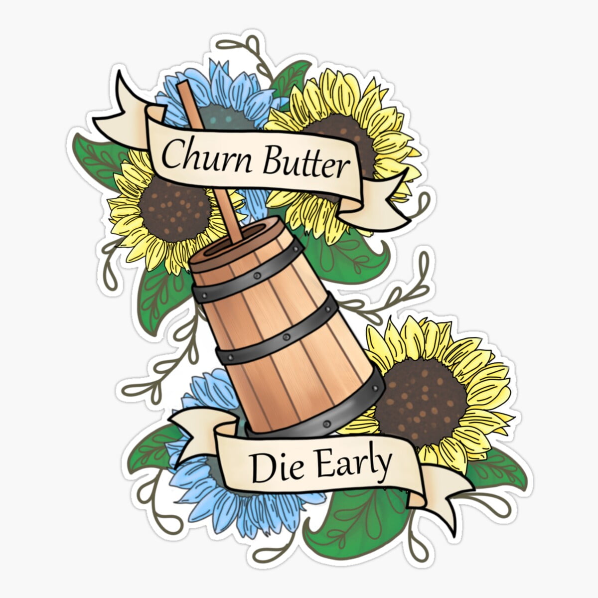 Onim Grim Cottagecore- Churn Butter, Die Early Sticker, Phone Decal ...
