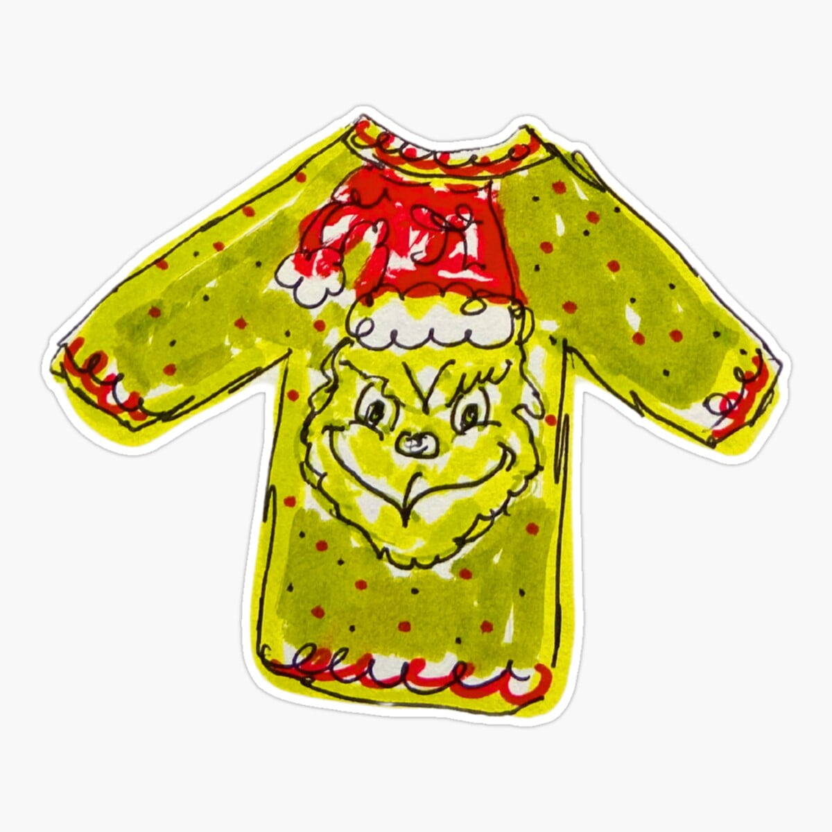 Onim Grinch Sweater Sticker, Phone Decal Water Bottle Stickers Car ...