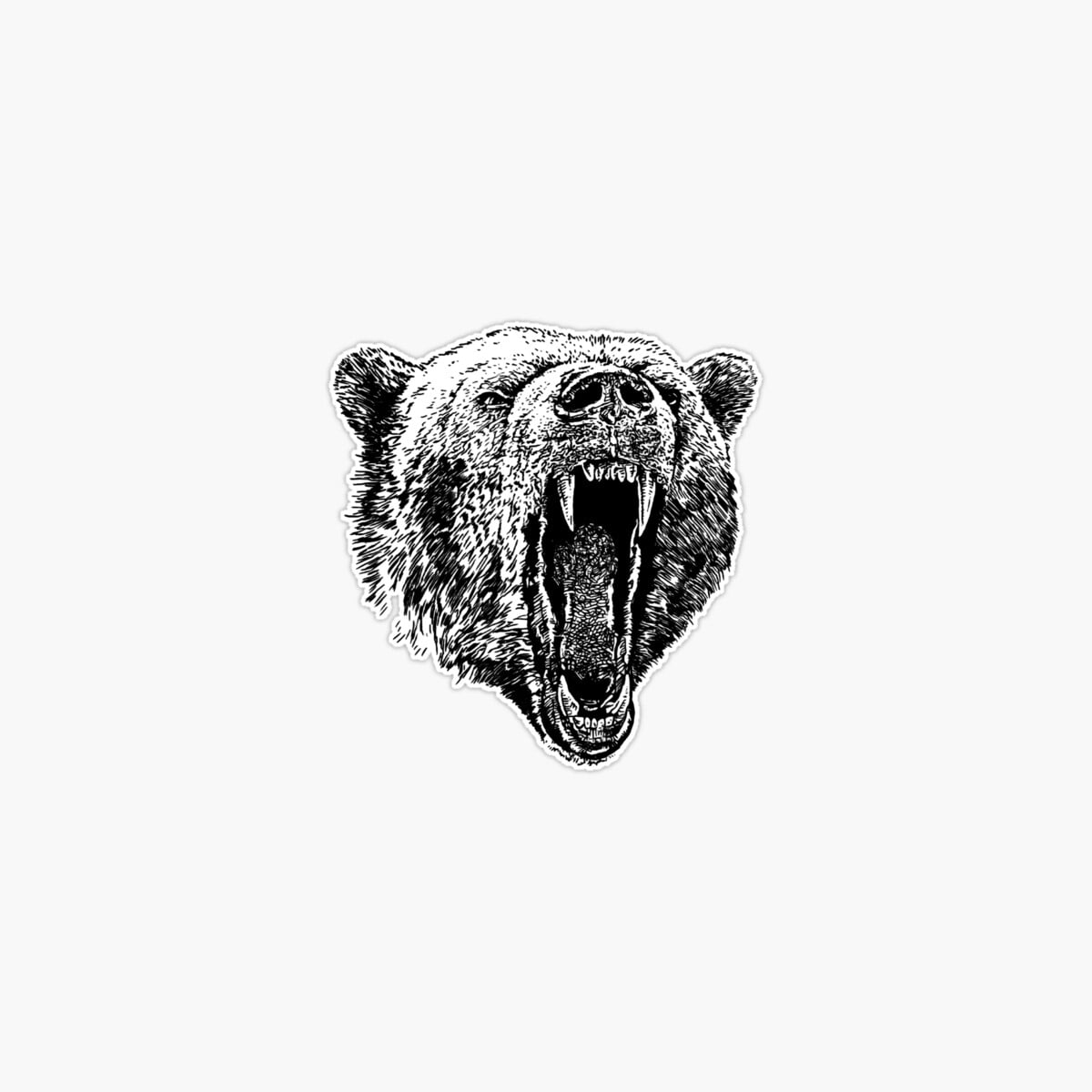 Onim Grizzly Bear Head Angry Bear Sticker, Phone Decal Water Bottle ...