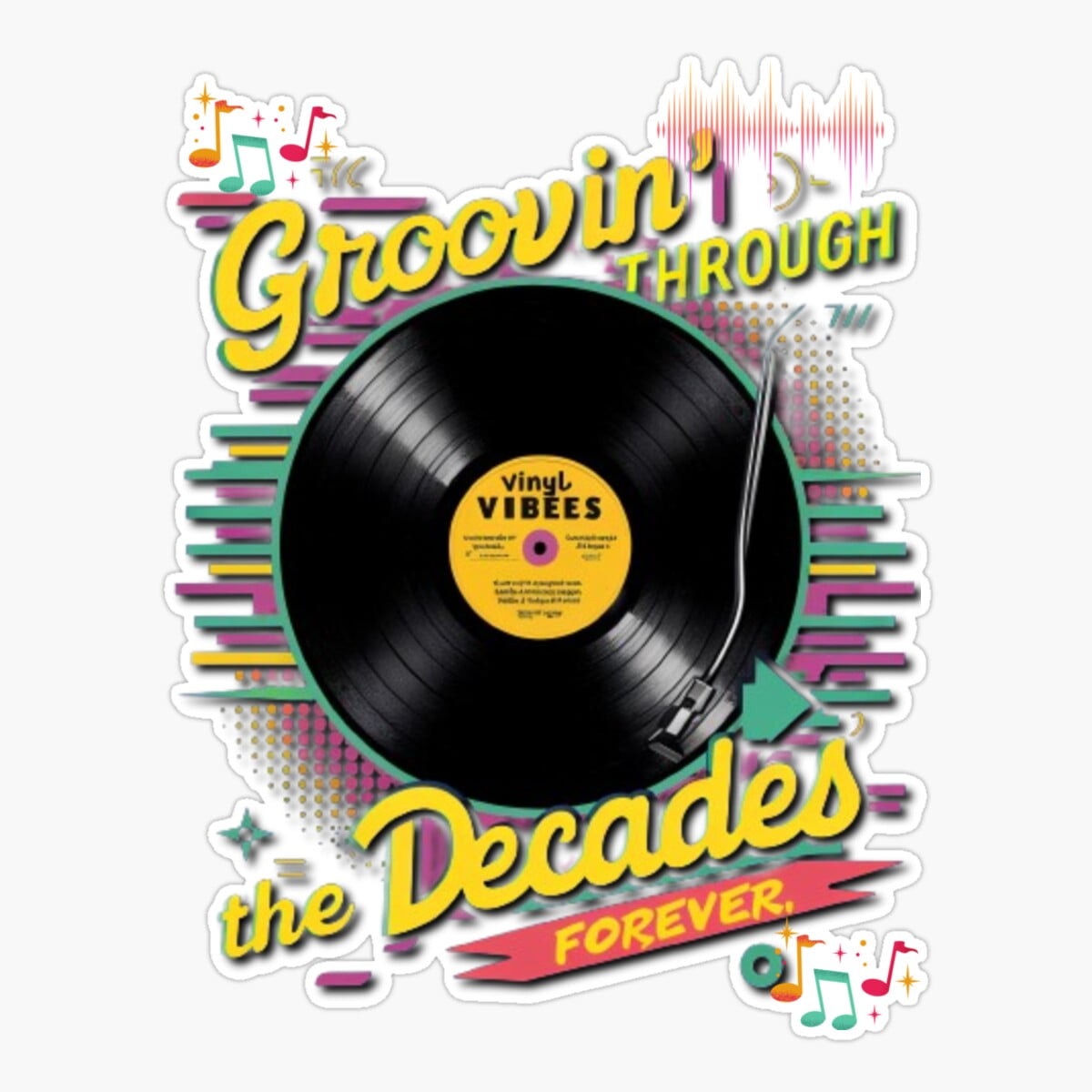 Onim Groovin’ Through The Neon Decades Sticker, Phone Decal Water ...