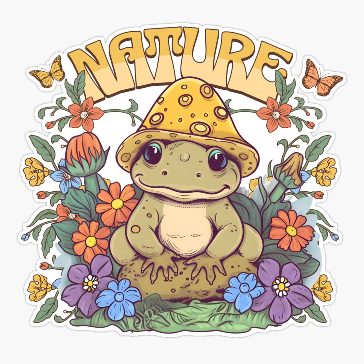 Onim Groovy Nature Frog Sticker, Phone Decal Water Bottle Stickers Car ...